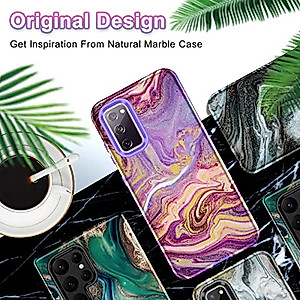 Btscase for Galaxy S20 FE 5G Case, Marble Pattern 3 in 1 Heavy Duty Shockproof Full Body Rugged Hard PC+Soft Silicone Drop Protective Women Girl Covers for Samsung Galaxy S20 FE, Drift Sand/Purple