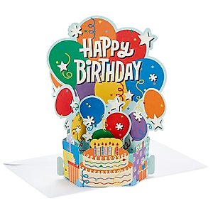 Hallmark Paper Wonder Pack of Pop Up Birthday Cards, Balloons and Cake (8 3D Cards and Envelopes)