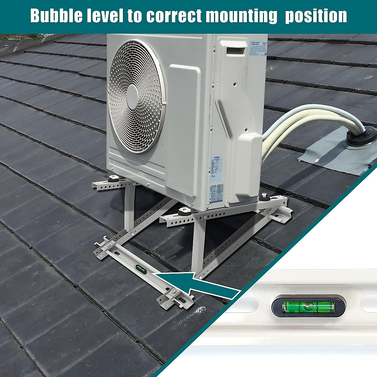 Daisypower Mini Split Roof Mount Bracket for Ductless Mini Split Air Conditioner Heat Pump Systems,Outdoor Adjustable Angle Rooftop Mounting Bracket Support Up to 7000-24000 Btu Condenser.