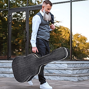 CAHAYA 41 Inch ABS Hard Guitar Bag Acoustic Guitar Case Waterproof 0.6 Inch Thick Padding for Acoustic Classical Guitars, Black CY0246