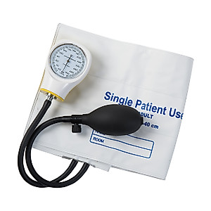 MABIS Disposable Arm Blood Pressure Cuff, Manual Sphygmomanometer, Single Use, Large Adult Size, Box of 5, White