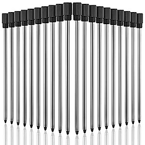 TecUnite 2.75 Inch Ballpoint Pen Refills for Diamond Crystal Stylus Pens and Ballpoint Pens with Black Velvet Bag, 20 Pieces (Black Refill)