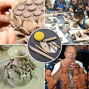 8pcs Ceramic Clay Tools Set, Pottery & Polymer Clay Tools Kits, Wooden Sculpting Clay Tools Combinations for Pottery Modeling, Smoothing.