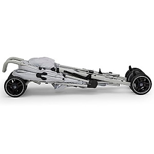 babyGap Classic Stroller - Lightweight Stroller with Recline, Compact Fold & Removable Parent Organizer - Made with Sustainable Materials, Grey Stripes