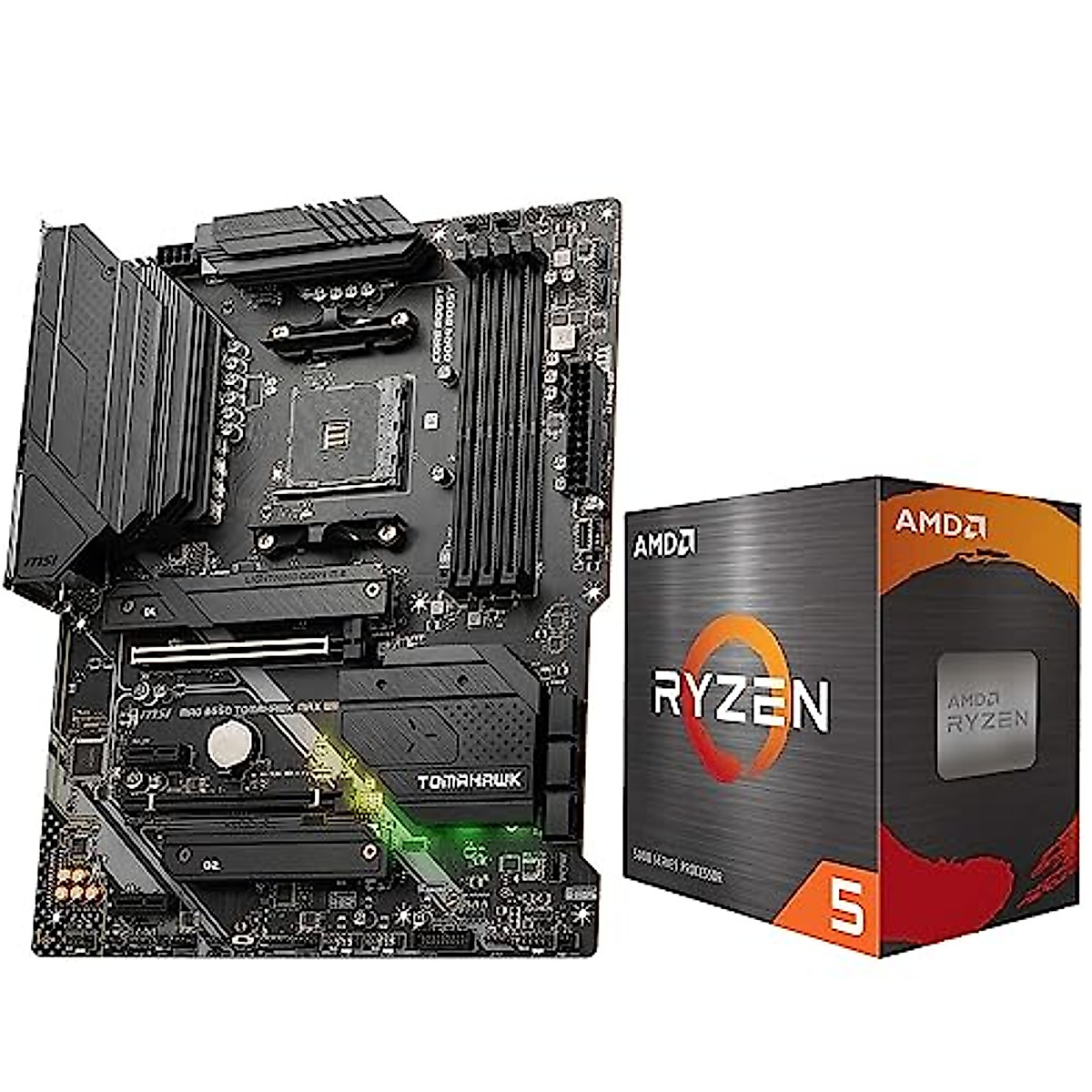 Micro Center AMD Ryzen 5 5600X Desktop Processor 6-core Bundle with MSI MAG B550 Tomahawk MAX WiFi Motherboard and PowerSpec 750W 80+ Gold Fully Modular PSU