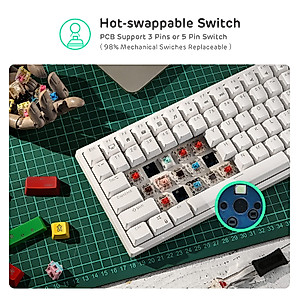 RK ROYAL KLUDGE RK84 Wireless RGB 75% Triple Mode BT5.0/2.4G/USB-C Hot Swappable Mechanical Keyboard, 84 Keys BT5.0 Gaming Keyboard w/High-Capacity Battery, Quiet Red Switch