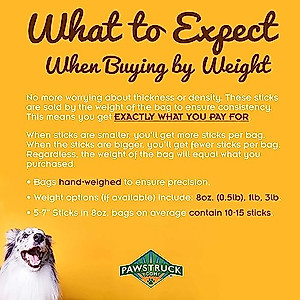 Pawstruck All-Natural 3-5" Bully Sticks for Small Dogs & Puppies – Single Ingredient, Low Odor & Rawhide-Free Dental Chew Treat Bones - 100% Real Beef with No Artificial Preservatives - 8 oz Bag