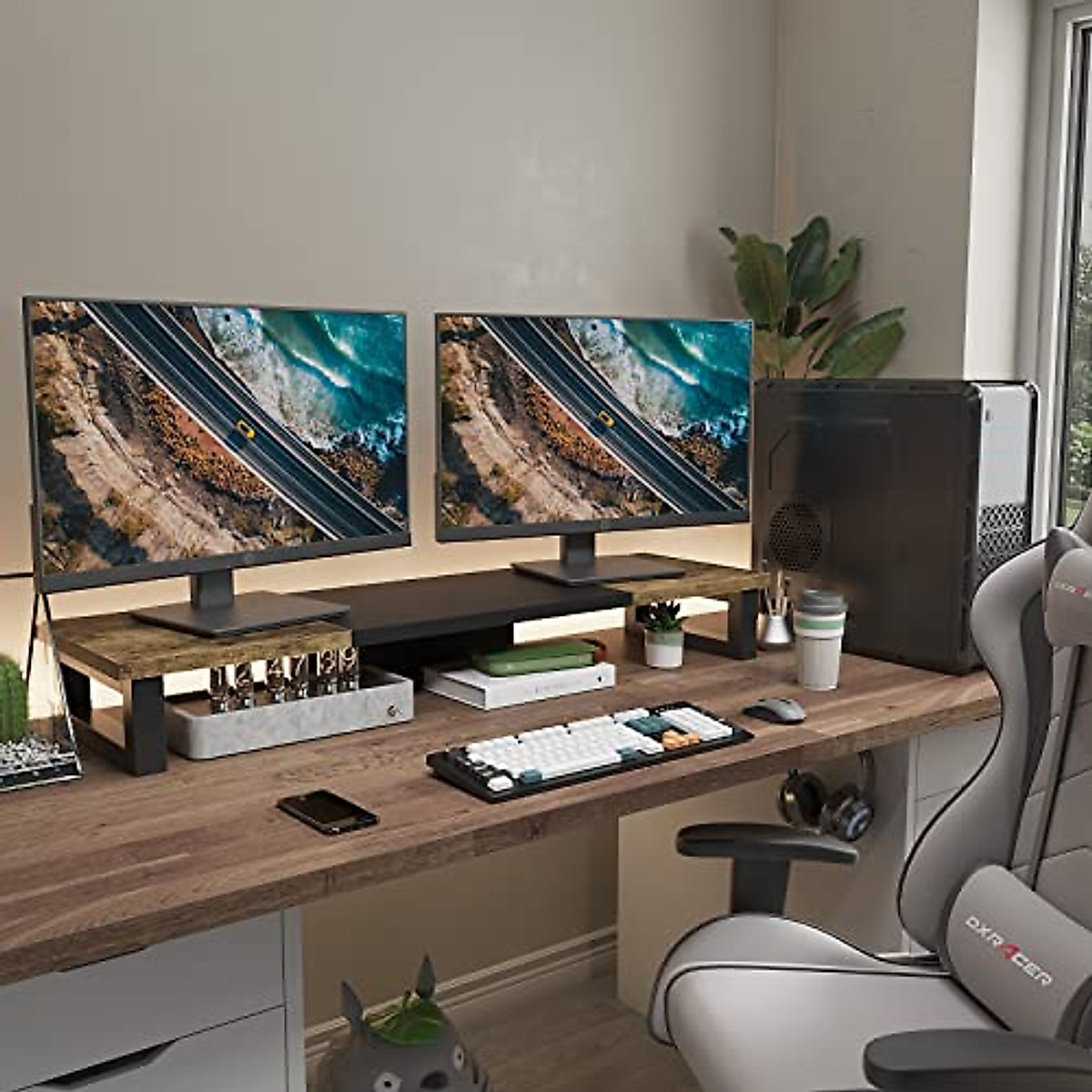 WESTREE Dual Monitor Stand - Sturdy Riser for 2 Monitors