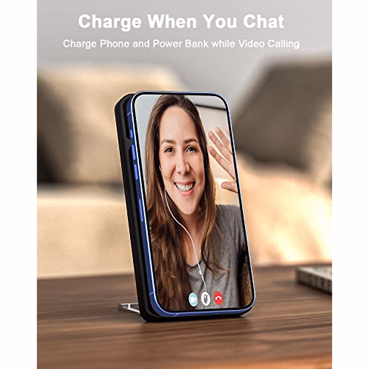 FEEL VOX Magnetic Wireless Portable Charger, Power Bank 10000mAh USB-C 18W Fast Charging Mag-net Safe Battery Pack with LED Display, Suitcase-Style Metal Retractable Stand for iPhone 14/13/12 Series