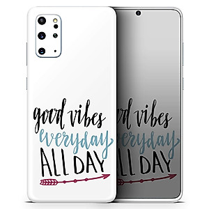 DesignSkinz Good Vibes Everyday All Day Protective Vinyl Decal Wrap Skin Cover Compatible with The Samsung Galaxy S20 (Screen Trim & Back Glass Skin)