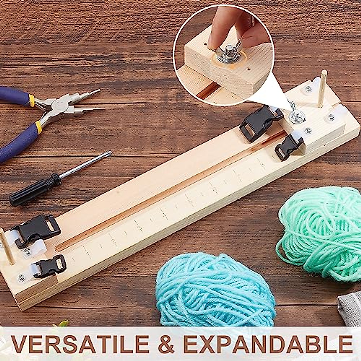 AHANDMAKER Bracelet Jig Bracelet Maker, Adjustable Length Wooden Jig Bracelet Maker, Wristband Maker Wooden Frame, Bracelet Knitting Tool, Bracelets Braiding Weaving Craft Tool