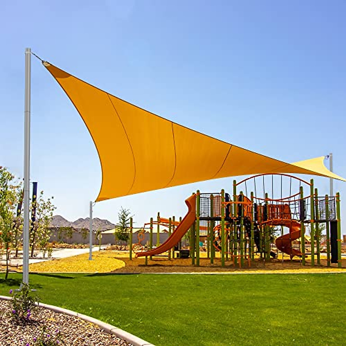 Miveda Shade Sail Poles, 10 ft Heavy Duty 3" Diameter Steel Poles for Shade Sail, Sun Shade Pole with D-clamp, Suitable for Garden/Yard/Pool/Patio/Playground/Grass（one Pole）