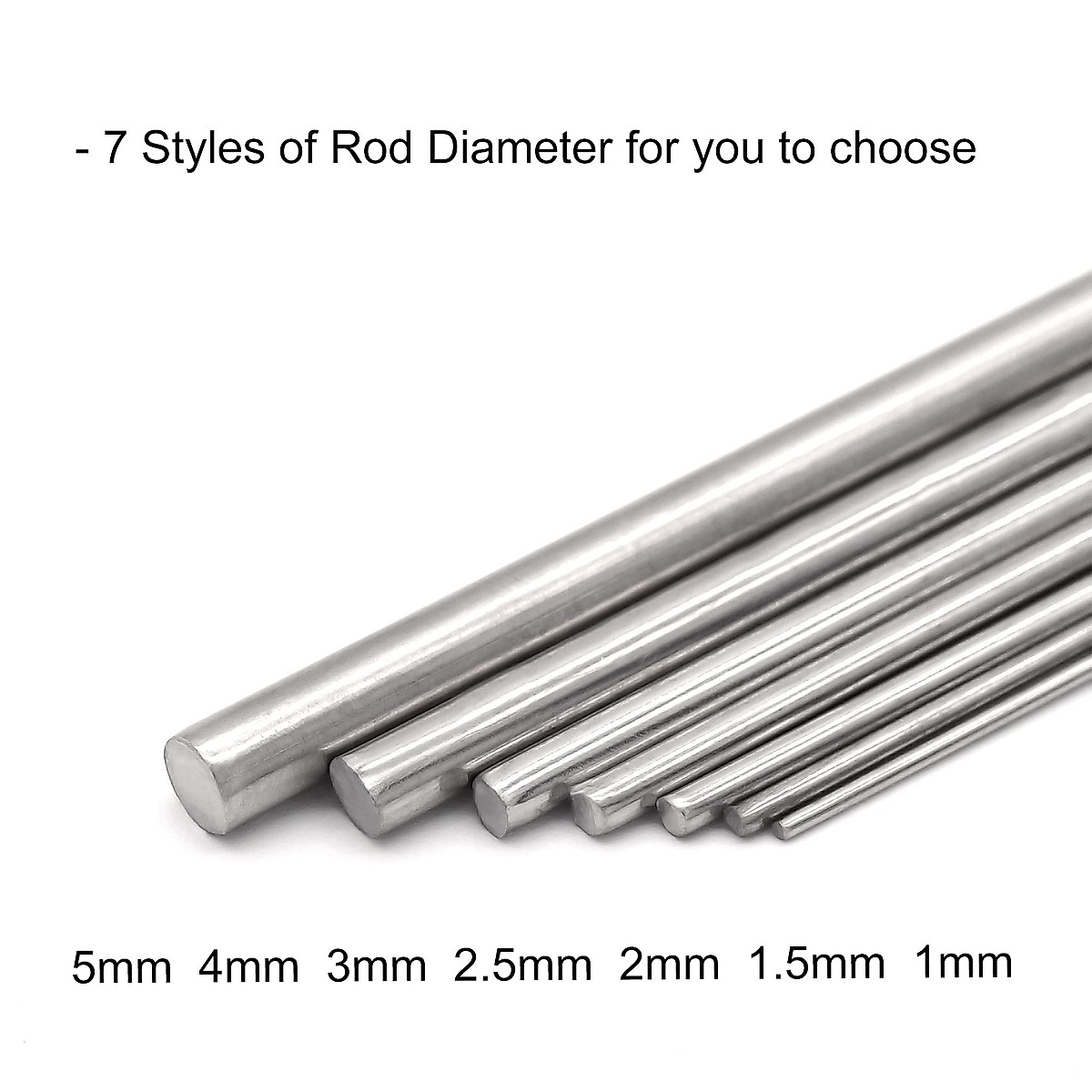 VictorsHome 1mm x 200mm 304 Stainless Steel Round Rod, Metal Solid Shaft Rods Lathe Bar Stock for DIY Crafts Model Car Helicopter Airplane 10pcs