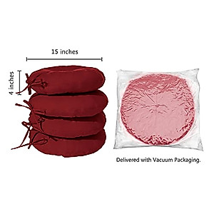 ROSNINIKA 2 Pack Round Bistro Seat Cushions Bistro Chair Cushion Round Cushion Outdoor Chair Cushions with Ties 15x15x4 Inches Wine Red