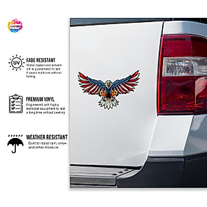 United by Color American Flag Sticker 7x4 Inches - Strong Adhesive Waterproof Bald Eagle Sticker - Does not Fade, Used for Truck, Hard hat, Helmet, Laptop, RV, Water Bottle, Boat