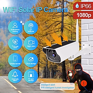 EKAT Security Camera Outdoor, Wireless Outdoor Cameras for Home Security, Solar Security Camera, 2.4Ghz WiFi, Motion Detection, Night Vision, IP66 Waterproof, Solar Charging