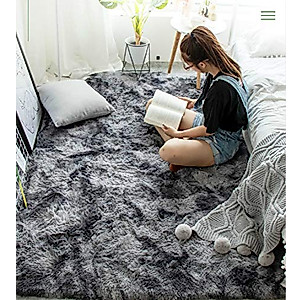 Soft Fluffy Area Rug,Super Cozy Plush Shaggy Rug for Living Room Bedroom Home Decor, Fuzzy Carpet for Kids Girls Nursery Dorm (Dark Gray, 4x6 Feet)