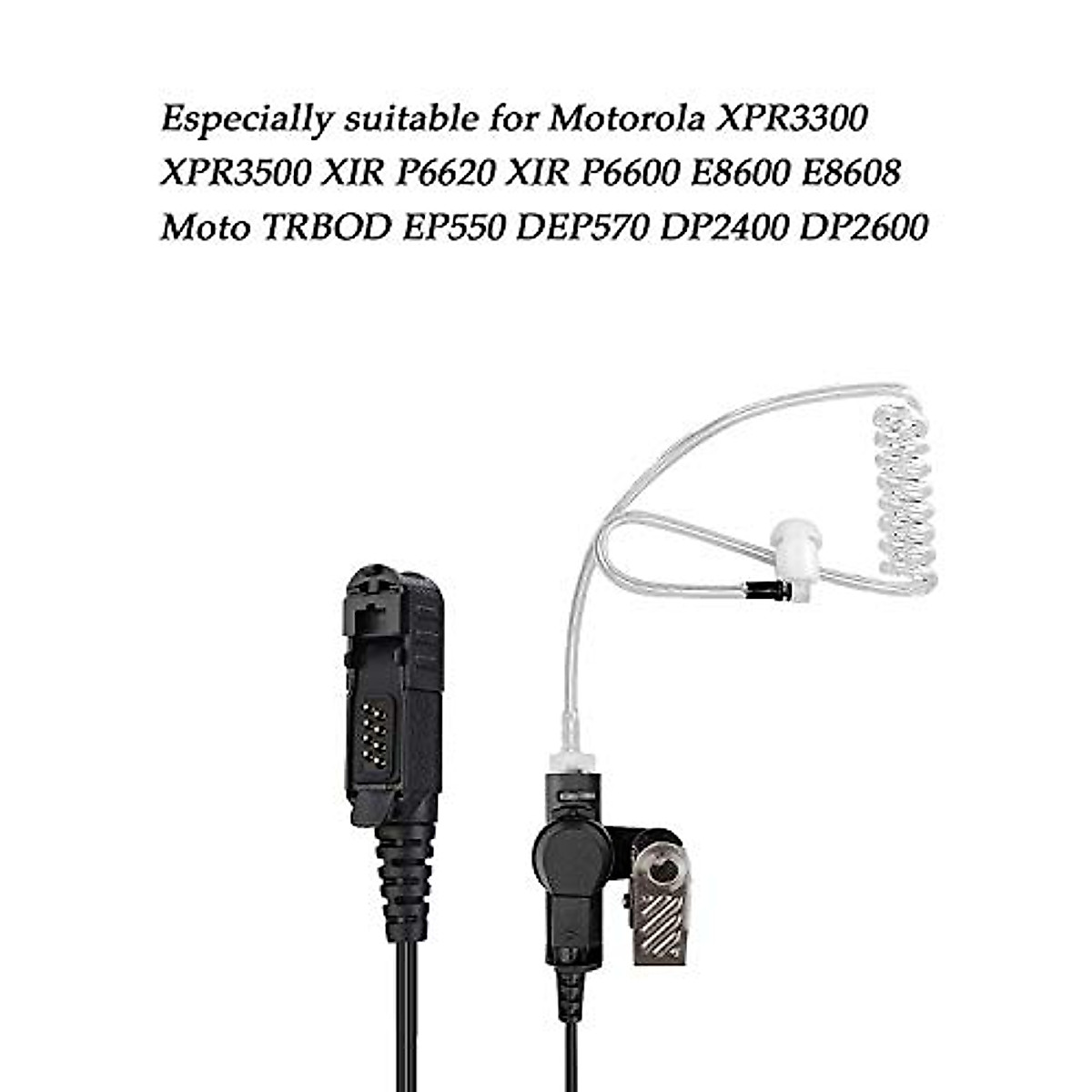 Retevis Surveillance Walkie Talkie Earpiece with Mic, Compatible with Motorola XPR3300e XPR3300 XPR3500e XPR3500 XIR P6600 DP2400 DP2600 E8600 Walkie Talkies, Acoustic Tube 2 Way Radio Headset(1 Pack)