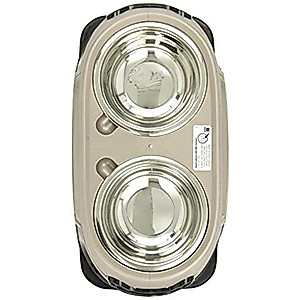 Petmate Easy Reach Pet Diner Elevated Dog Bowls 2 Sizes 2 Polished Colors, Black/Pearl Tan, Large (23479)