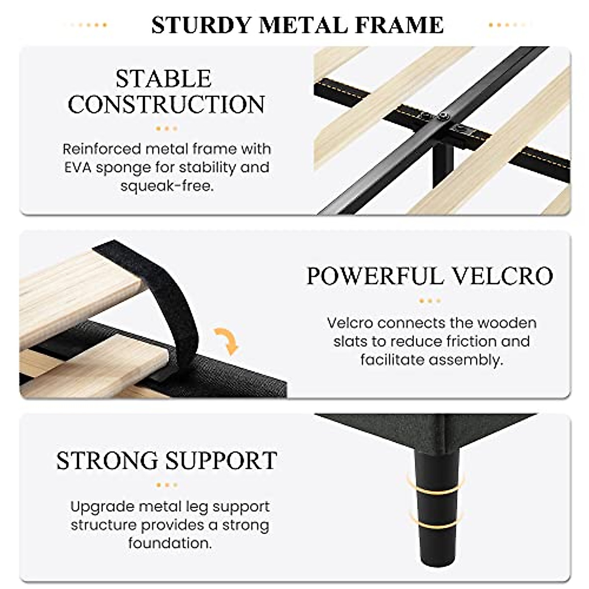 SHA CERLIN King Size Upholstered Bed Frame with Geometric Headboard, Heavy-Duty Platform Bed Frame with Wood Slats Support, Mattress Foundation, No Box Spring Needed, Easy Assembly, Dark Grey