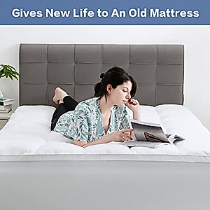 SOPAT 3 Inch Memory Foam Mattress Topper Queen Size 2 Inch Memory Foam Plus 1 Inch Down Alternative Pillow Top Mattress Pad Dual Layer Comfort & Support for Back Pain Relief (White, Dual Layer)