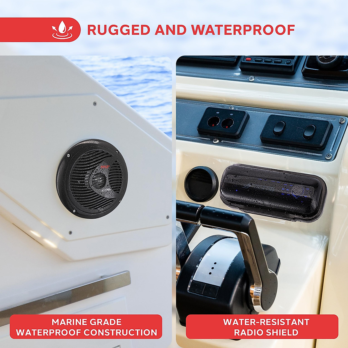 Pyle Wireless Bluetooth Marine Audio Stereo - Kit w/ Single DIN Universal Size Radio Receiver, Hands-Free Calling, 6.5" Waterproof Speakers, CD Player, MP3/USB/SD Readers & AM/FM Radio