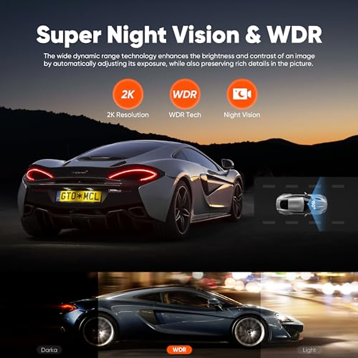 LINGDU D100 Smart Dash Cam Front for Cars, 2.5K Dash Cam with WiFi GPS, Car Camera with 0.96" LCD Display, Voice Control, Night Vision, WDR, Parking Mode, Loop Recording, G-Sensor, 150° Wide Angle