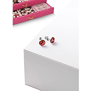 Earrings For Girls, Ladybug Hypoallergenic Earrings for Girls, Stud Screw On Safety Backs, Stainless Steel Ultra Sensitive Ears Post For Kids, Toddlers, Little Girls, Teens