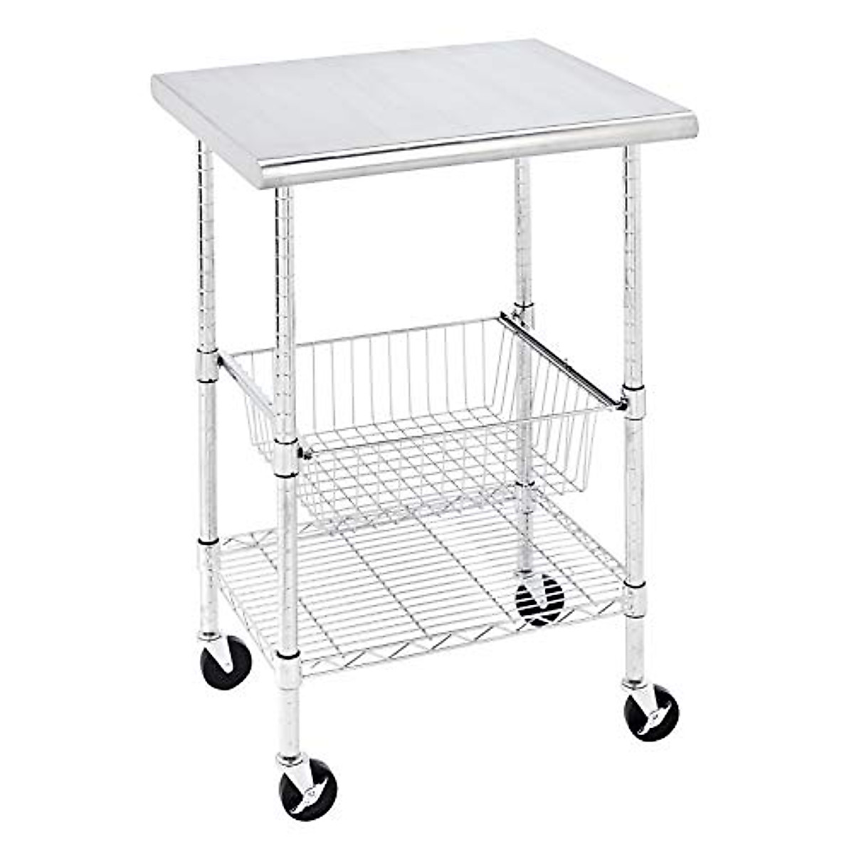 AmazonCommercial Heavy-Duty Stainless Steel Top Work Table, NSF Certified, 24" W x 20" D x 36" H