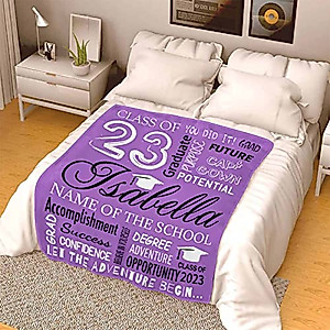 LOSARON Custom Graduation Throw Blanket from Mom Dad Grad Success Confidence Purple Blanket Customized Graduation Gifts Bed Blanket for Daughter Granddaughter 40x50 Inch