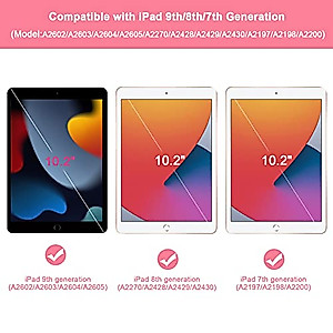 Rantice iPad 9th Generation Case, iPad 8th Generation Case, iPad 7th Generation Case, iPad Case for Women Girl Kids, Slim Shockproof Glitter Flower Clear Transparent iPad 10.2 Case with Kickstand