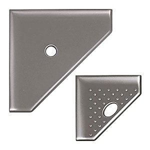 Questech Décor 8 Inch Corner Shower Shelf and 5 Inch Shower Caddy Foot Rest, Geo Flatback Wall Mounted Bathroom Shower Organizer, Brushed Nickel Finish