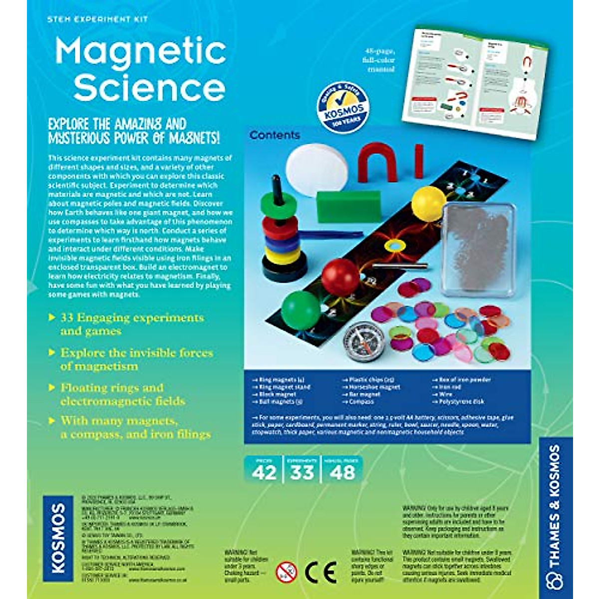 Thames & Kosmos Magnetic Science | 33 STEM Experiments | Ages 8+ | Learn About Earth’s Magnetic Poles | Discover How Invisible Magnetic Fields Work | Full-Color 48-Page Manual