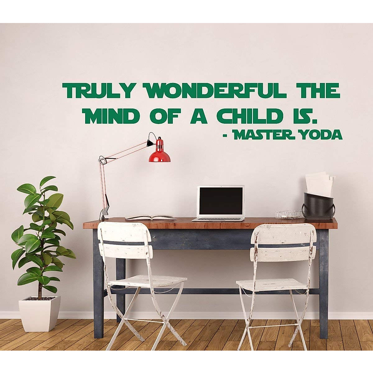 Yoda Child Quote Decal - Star Wars Master Jedi Vinyl Sticker - "Truly Wonderful The Mind Of A Child Is" - Wall Art Decor for Classrooms, Library, Boy's or Girl's Bedroom, Playroom or Nursery
