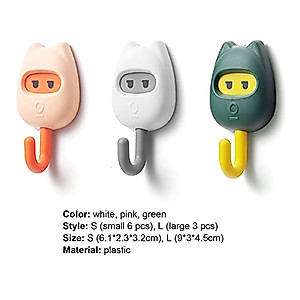 mogen886 Cute Cat Shape Wall Hooks,Plastic Creative Home Storage Utility Wall Decorations Hanger Holder for Hanging Hat Towel Backpacks Key Scarf Bags Green L