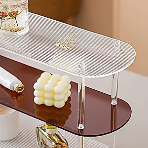 Naconmlet 3 Tier Bathroom Counter Organizer,Acrylic Bathroom Organizer Countertop Skincare Organizers Vanity Tray for Perfume Lotion Cosmetic(Amber)