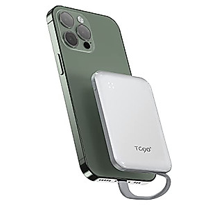 TG90° 4500mah Mini Portable Charger with Built-in Cable, Small Power Bank Portable Cell Phone Charger Compatible with iPhone 13/13 Pro Max/12/12 Pro Max/11/11 Pro Max/X/XS/8/7/6/SE and More