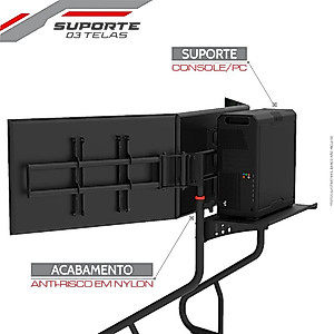 Extreme Sim Racing Triple Screen Tv Stand Add-on Upgrade With Back Tray - Fits almost all Sim Racing Rigs in the Market - Suitable for TV sizes up to 3 x 37"