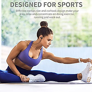 JUSTRVN Sports Wireless Earphone,Bluetooth Headphone with 24Hrs Playtime,Bluetooth Headsets V5.2 HD Bass with IP67 Waterproof,Noise Cancellation Earbuds w/Ear-Hooks for Gym Jogging Workout