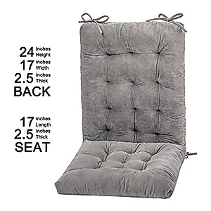 MOIRIG Rocking Chair Cushion, Chair Cushions and Pads for Home and Kitchen, Indoor Back and Seat Cushion for Desk Chair, Dining Chairs and Office Chair (Grey, Flannel 1)