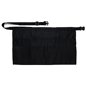 iServ 3 Pockets Black Waist Apron (21x12 inches). Clip-on Server Apron. Restaurant Half Aprons Waitress, Waiter, Server, Bartender, Busser, Barista, Money Apron, Check Holder, Organizer (1)