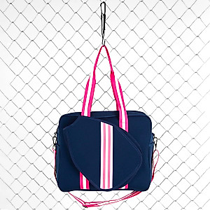 Queen of the Court - Brooklyn Pickleball Bag - Pickleball Bags Women, Pickle Ball Bag, Pickleball Case, Pickleball Tote Bag, Pickelball Bag, Pickle Ball Bag for Women (Blue/Pink)