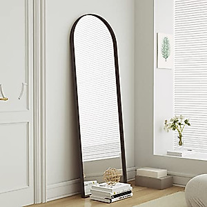 TinyTimes Wall Mounted Arched Full Length Mirror, 22x65, Black Metal Frame, HD Reflection, No Stand