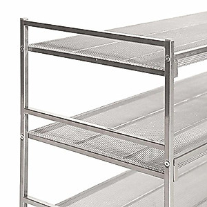 Seville Classics 2-Tier Iron Mesh Utility Shoe Rack, Silver