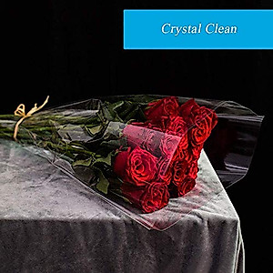 JOYIT 100 ft Clear Cellophane Wrap Roll (31.5 in x 100 ft) - 3 Mil Thicken Cellophane Roll, Clear Cellophane Bags Large, Clear Wrapping Paper for Flower Gift Baskets Wrap (31.5" fold into 16")