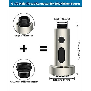 Hygie Rinse Pull Down Faucet Sprayer Head 3 Function Sink Faucet Head Replacement with 9 Adapters Compatible with Moen Delta Kohler Faucet Head, Brushed Nickel