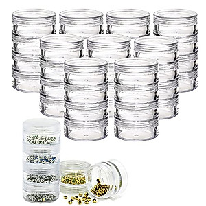 ZEONHEI 10 Sets 4 Layer Stackable Cosmetic Containers with Screw Lids, 10G/10ML Stackable Bead Storage Containers Round Plastic Containers, Clear Column Stackable Container for Beads, Buttons, Jewelry