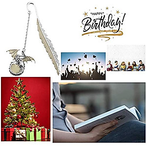 Gzrlyf Dragon Bookmark Glow in The Dark Bookmark Luminous Book Markers Metal Book Lover Gifts (Luminous Bookmark)