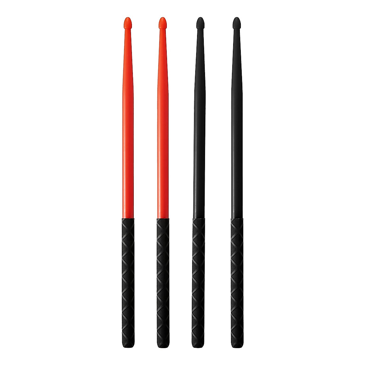 Nylon Drumsticks 2 pairs with ANTI-SLIP Handles for Drum,Exercise Plastic Drum Sticks,Attractive,Light and Durable Sticks for Drums,Musical Instrument Percussion Accessories (Black and Red)