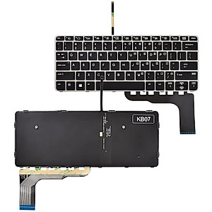 SUNMALL Replacement Keyboard with Backlit No Trackpoint Compatible with HP EliteBook 725 G3 725 G4 820 G3 820 G4 828 G4 with Silver Frame US Layout